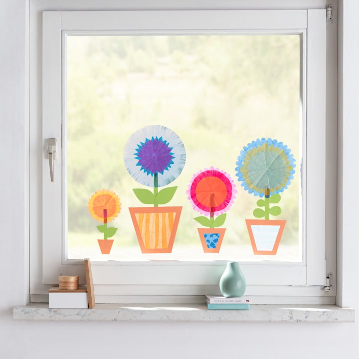 Sachenmacher Fensterbild Blumentöpfchen, Komplett-Bastelset für 8 Stück ...