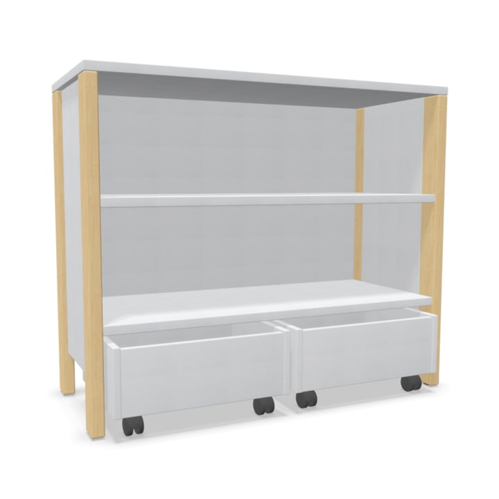 Regalschrank Linus, offen, mit 2 Rollkästen, B 110,4 x H 93,4 (mit Füßen) x T 45,7 cm online ...