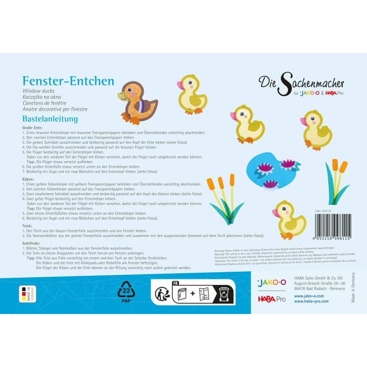 Sachenmacher Fenster-Entchen, Fensterbild-Bastelset online kaufen ...